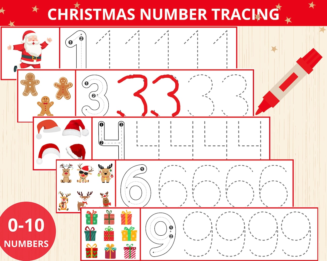 Christmas Number Tracing,christmas Worksheets,winter Number Book ...