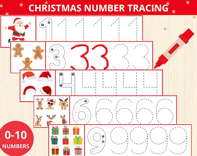 Christmas Number Tracing,christmas Worksheets,winter Number Book ...