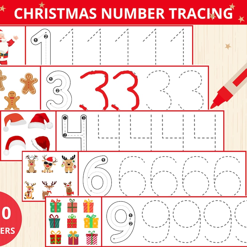 Number Tracing Winter - Etsy