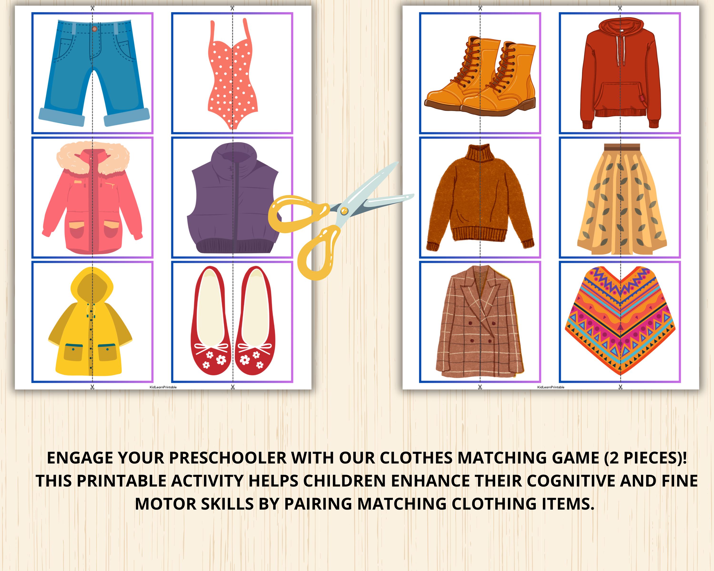 Clothes Matching Game,clothing Activity for Kids,montessori Clothes ...