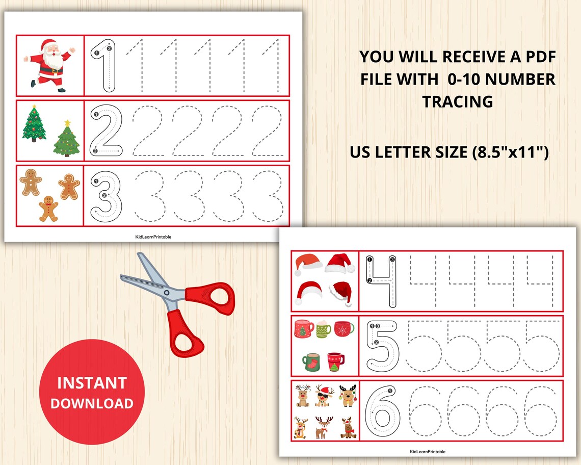 Christmas Number Tracing,christmas Worksheets,winter Number Book ...