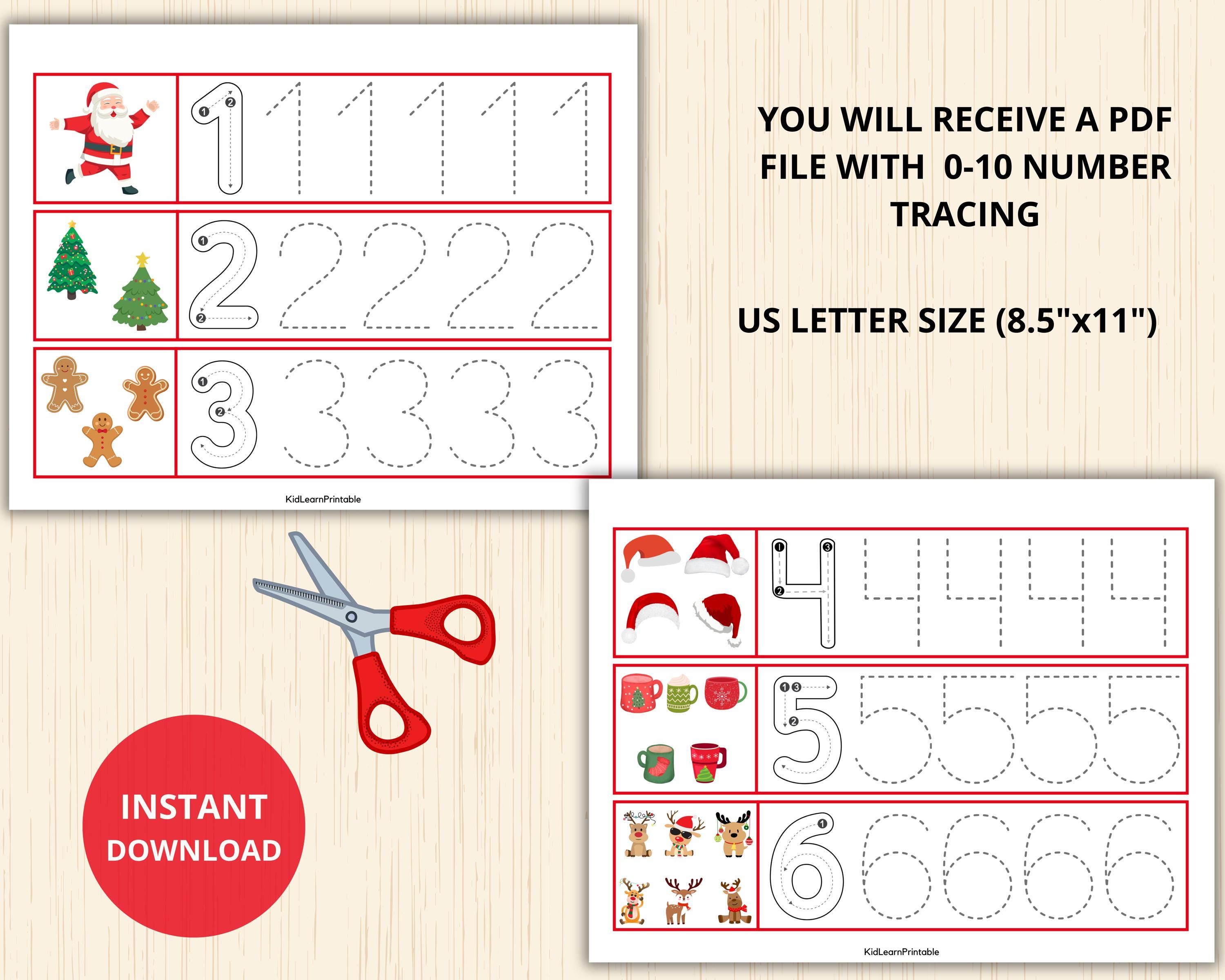 Christmas Number Tracing,christmas Worksheets,winter Number Book ...