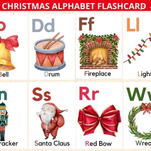 Christmas Alphabet Cards,christmas Cards for Kids,christmas Flashcards ...