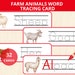 Farm Animals Word Tracing Cards,farm Words Tracing,farm Montessori,farm ...