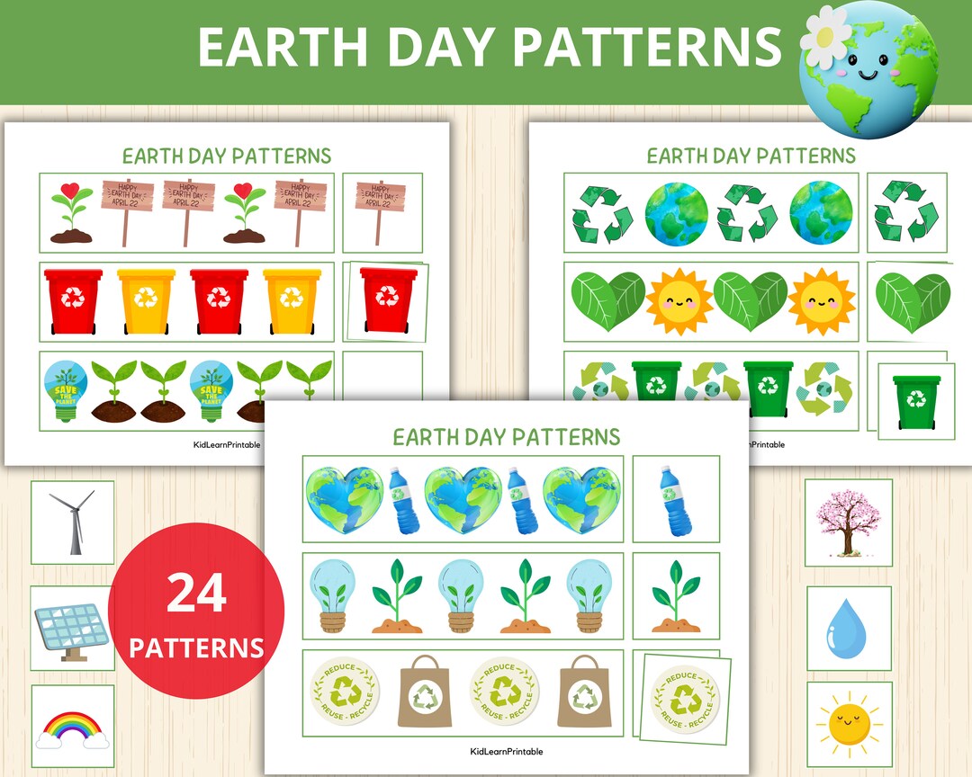 Earth Day Patterns,earth Day Busy Book,earth Day Activity, Cut and ...