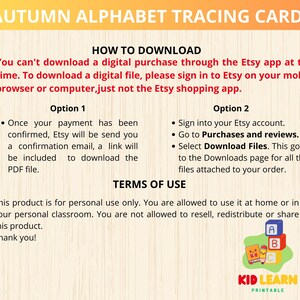 Autumn Alphabet Cards,tracing Letters,fall Letter Tracing,fall Tracing ...