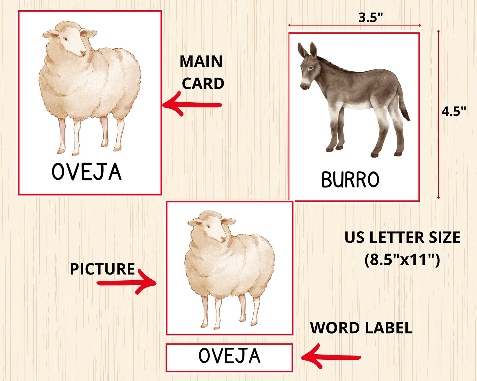 Farm Animals Montessori 3 Part Cards, Montessori Flash Cards, Farm ...