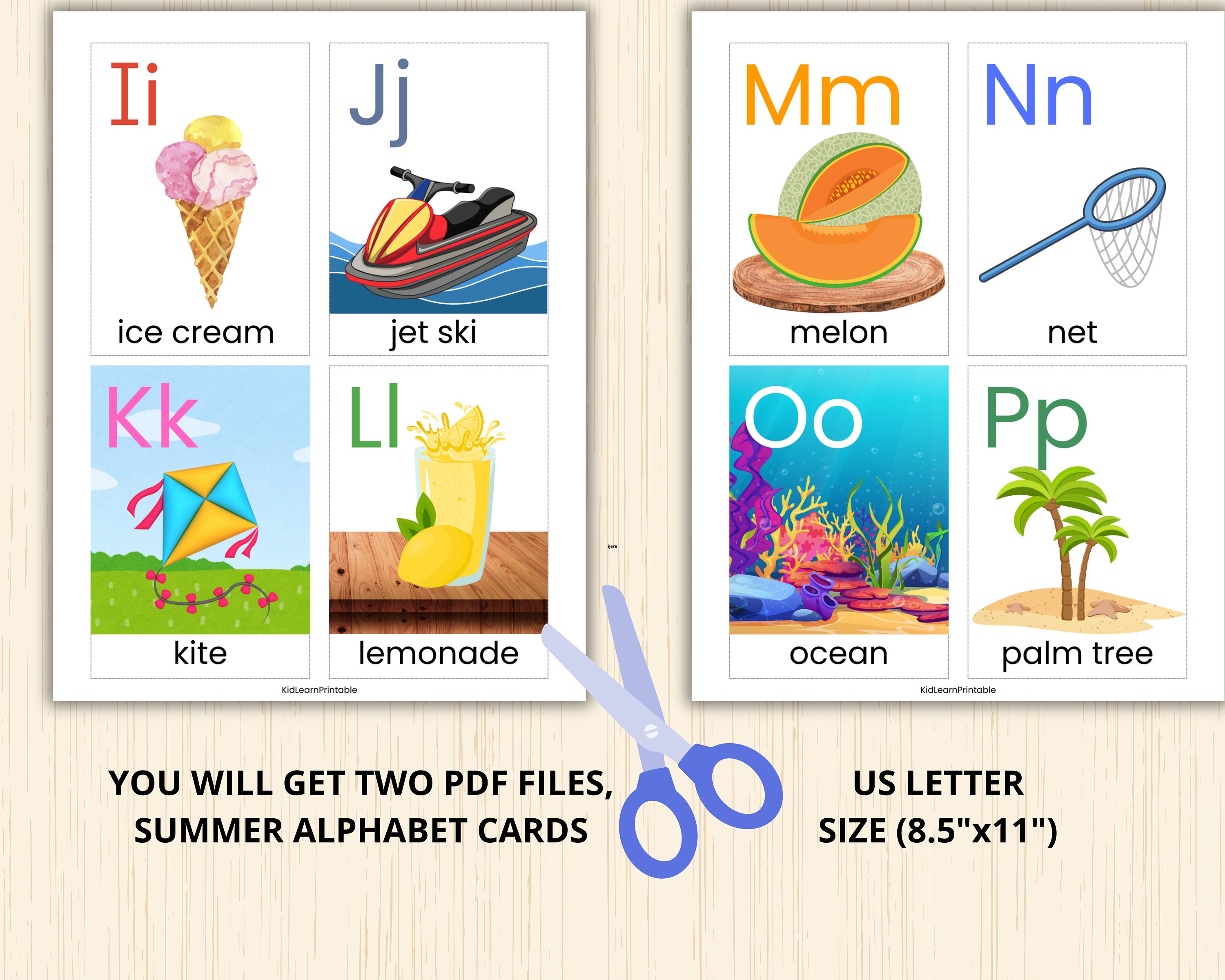 Summer Alphabet Cards,summer Flashcards,summer Montessori,educational ...