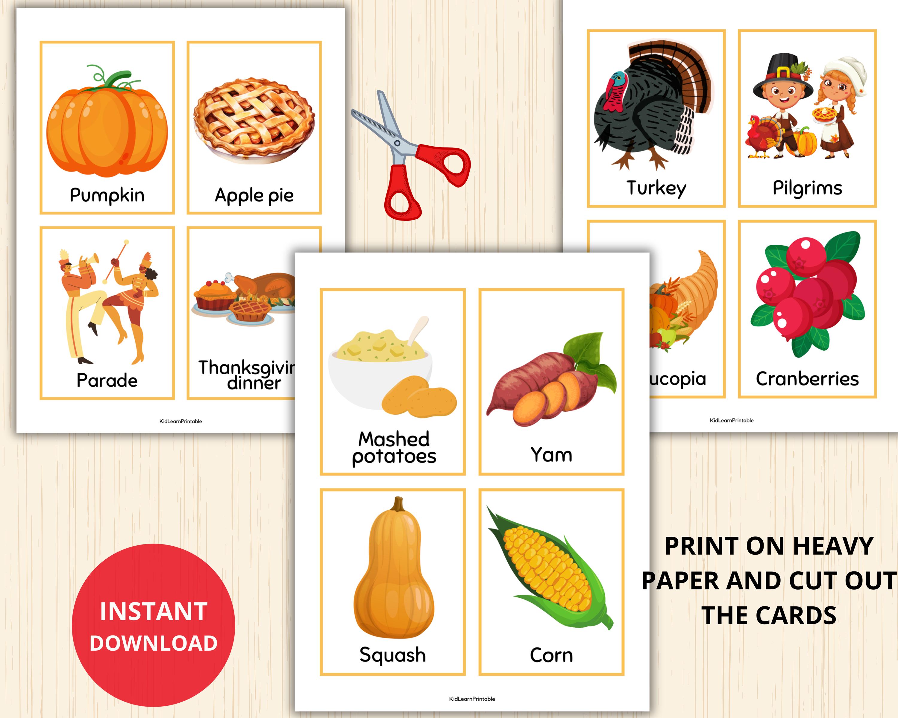 Thanksgiving Vocabulary Flashcards,thanksgiving Words,thanksgiving ...