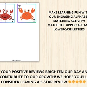 Crab Letter Match,preschool Letters,alphabet Matching Game,letter ...