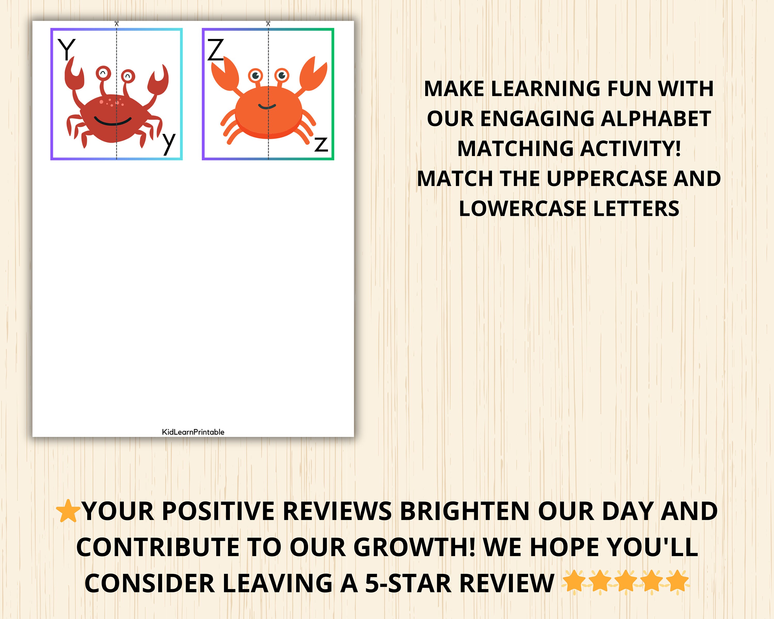 Crab Letter Match,preschool Letters,alphabet Matching Game,letter ...