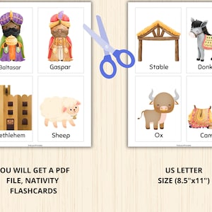 Nativity Flashcards for Kids,nativity Story Cards,nativity Scene Kids ...