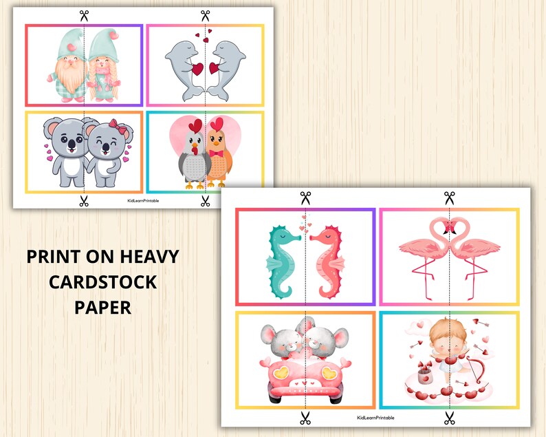 Valentine's Day Matching Game, Animals Matching Activity, Preschool ...