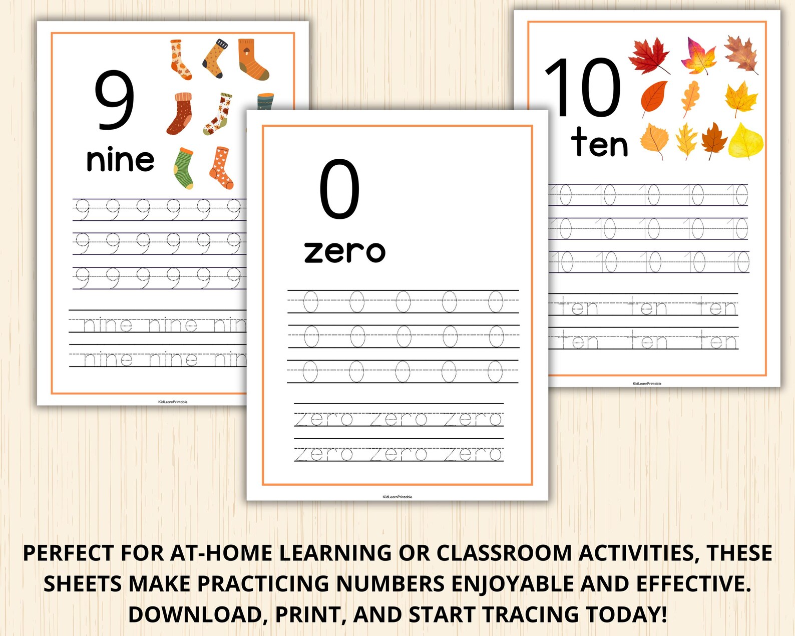 Fall Number Tracing Worksheets,autumn Numbers Writing Practice ...