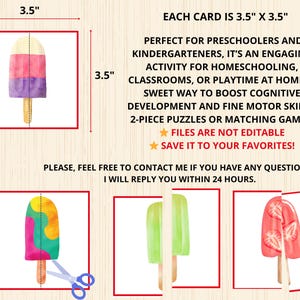 Popsicles Matching Game,summer Matching Activity,summer Preschool ...