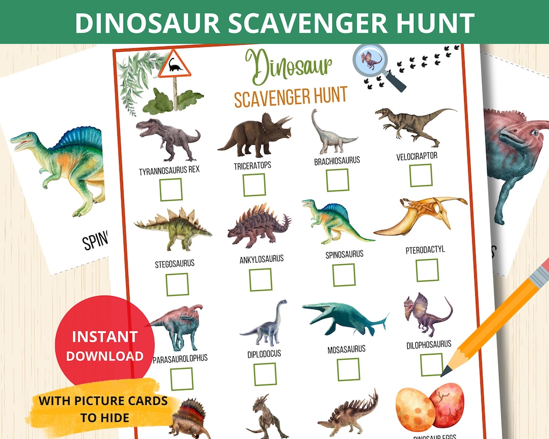 Dinosaur Scavenger Hunt,dinosaur Treasure Hunt,dinosaur Activities ...