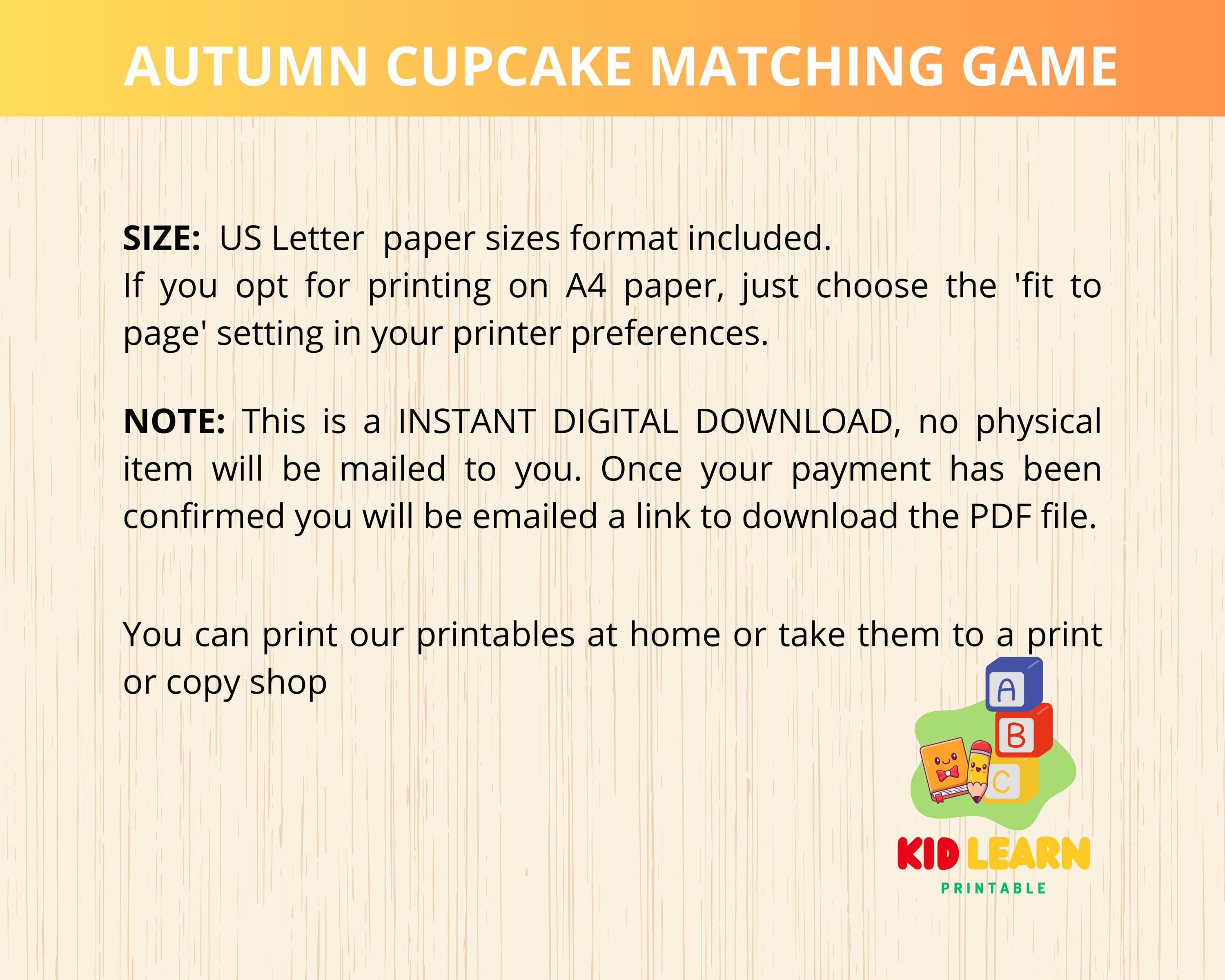 Autumn Animals Matching Game,fall Preschool Activity,matching Game for ...
