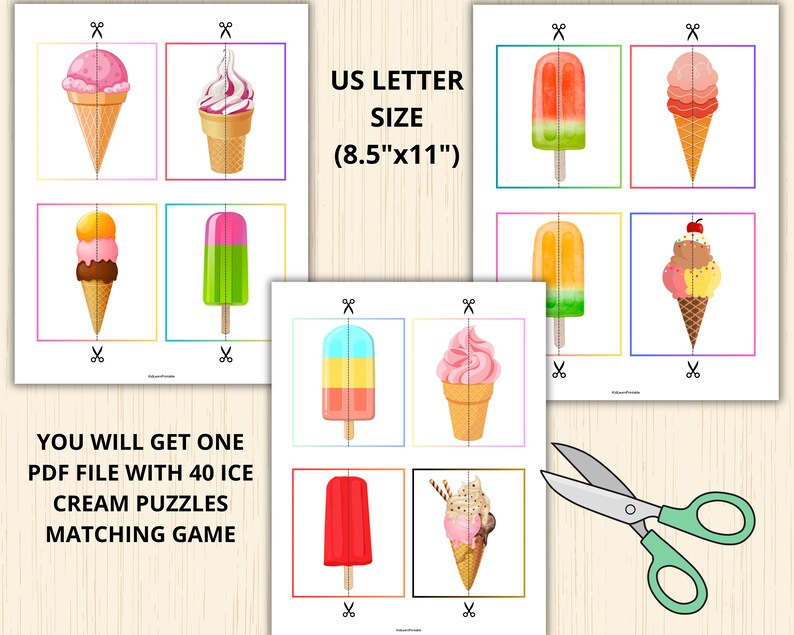 Ice Cream Matching Activity,summer Puzzles,symmetry Puzzles,popsicles ...