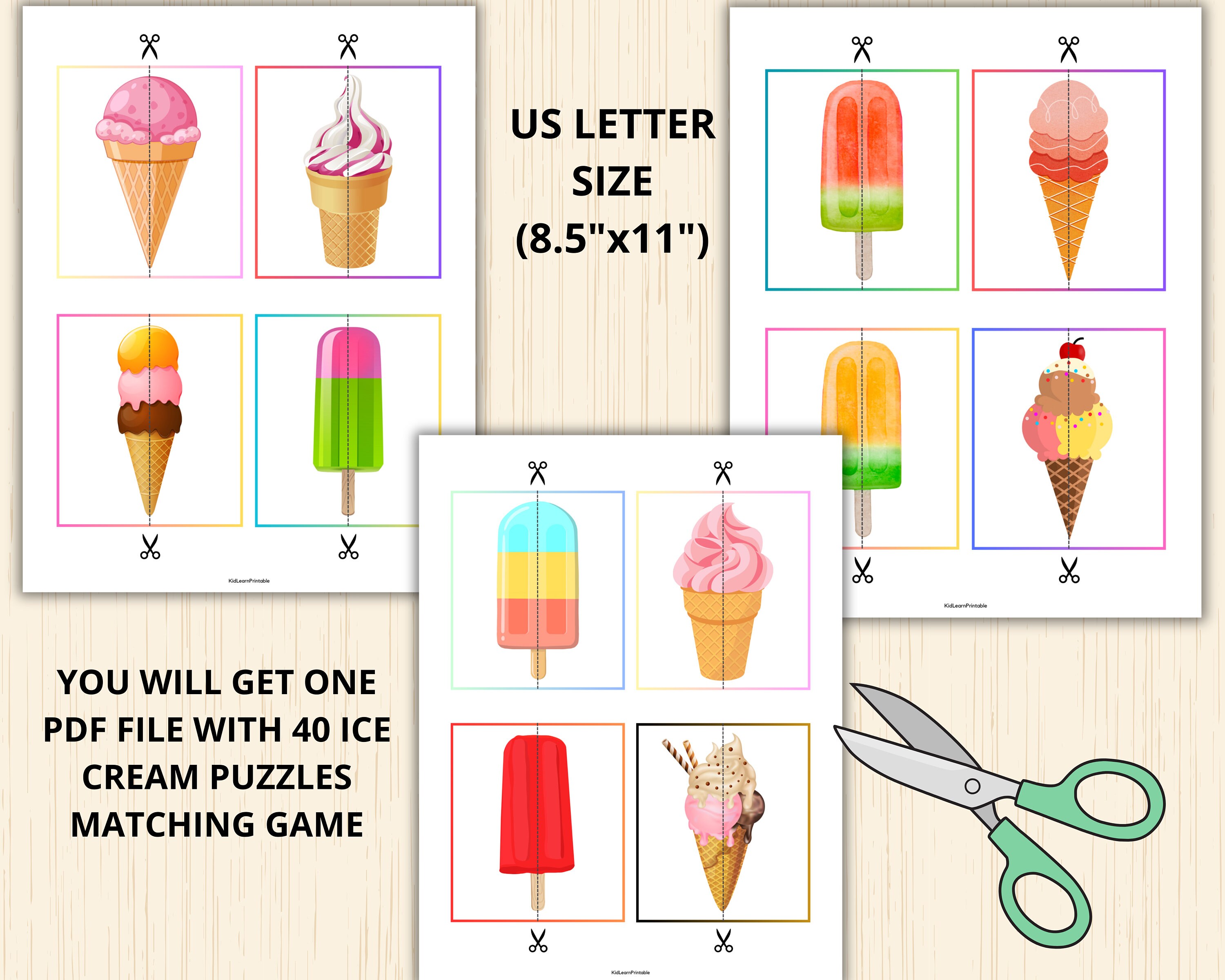 Ice Cream Matching Activity,summer Puzzles,symmetry Puzzles,popsicles ...