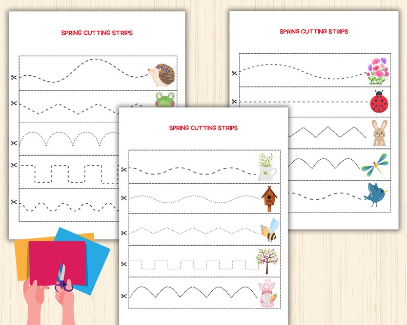 Spring Cutting Practice, Scissor Skills Worksheet, Spring Scissor ...