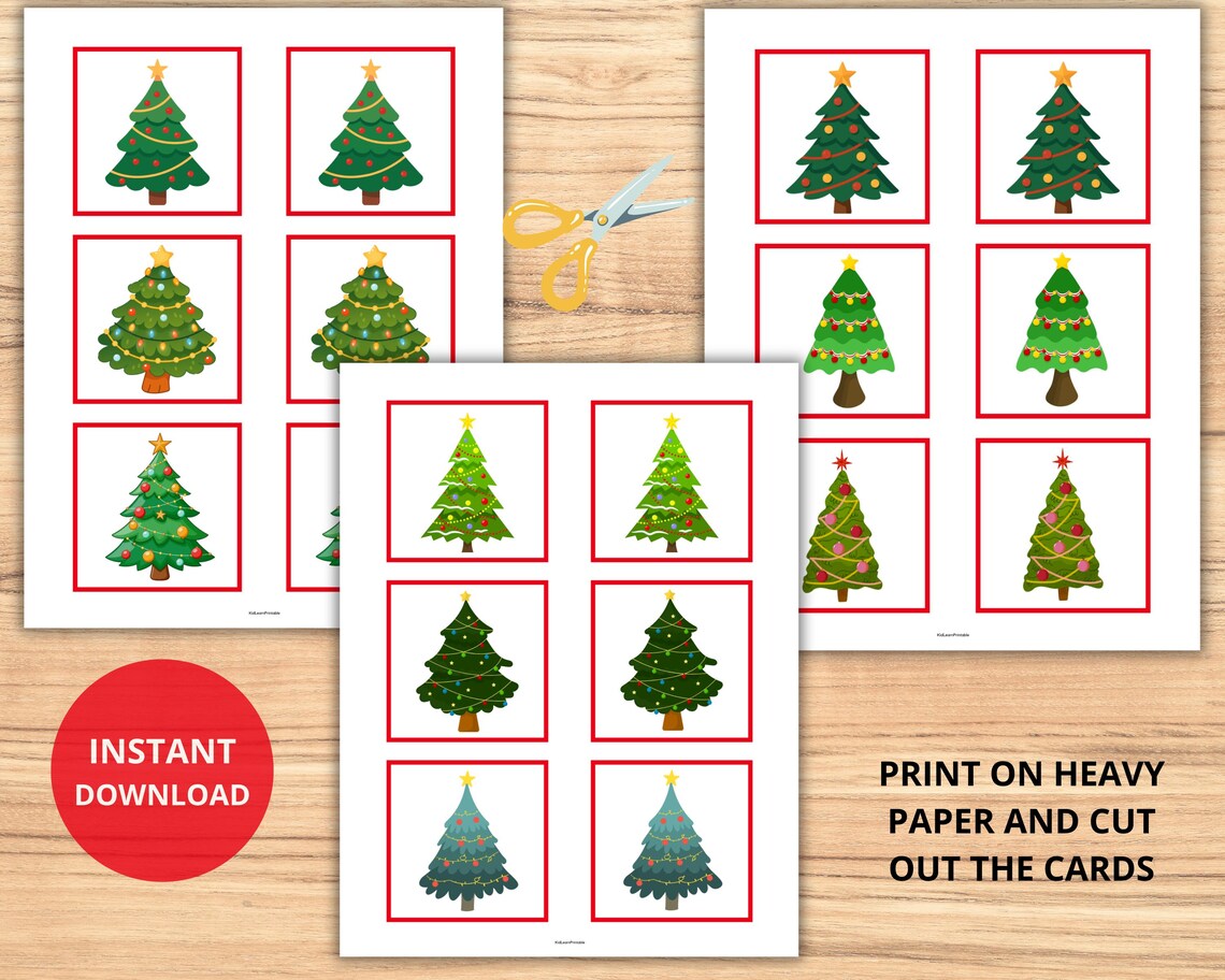 Christmas Tree Memory Game,matching Game Christmas,christmas Preschool ...