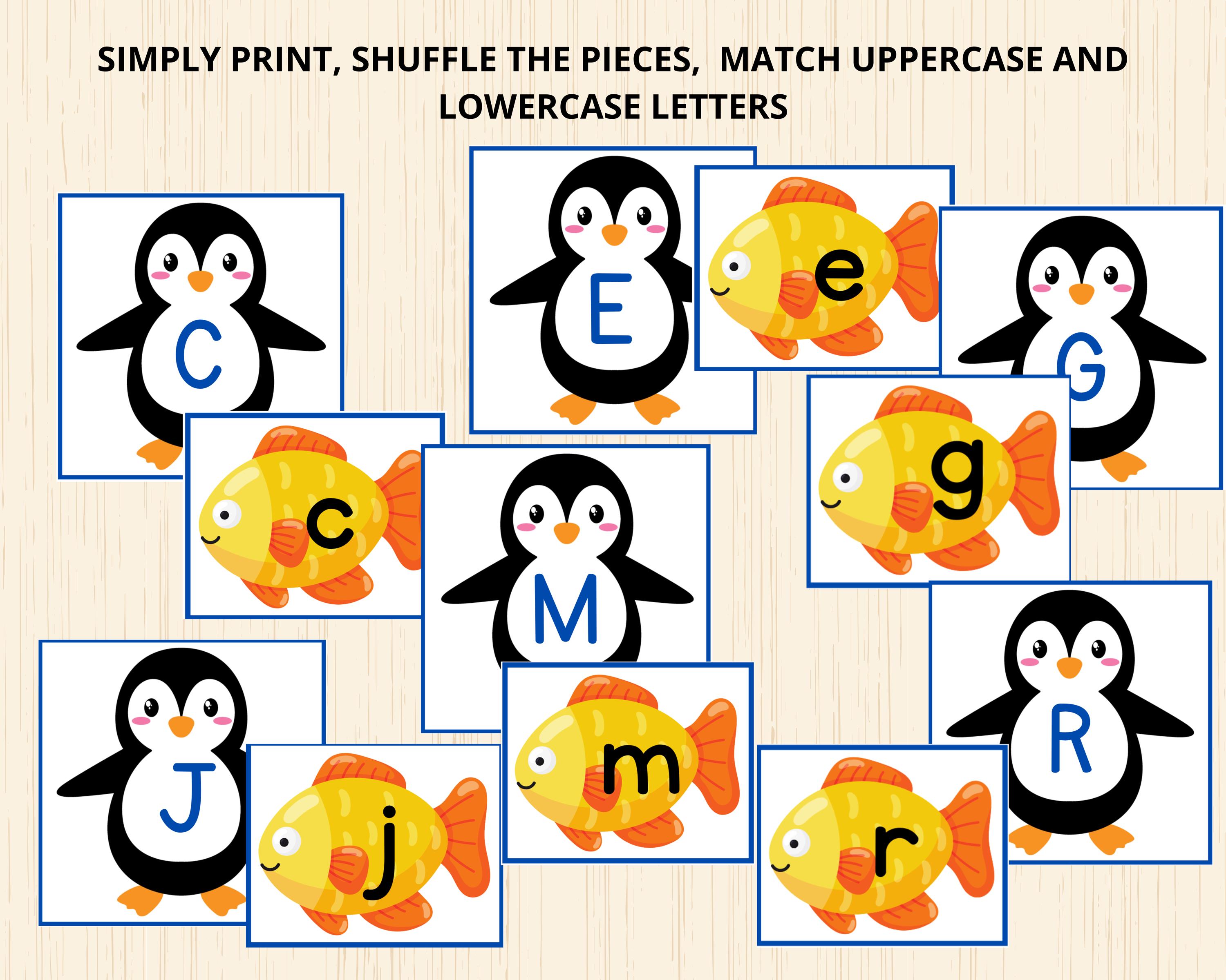 Penguin Letter Match,winter Alphabet Matching,uppercase Lowercase Match ...