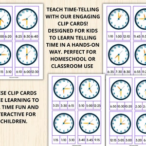 Telling Time Clip Cards,clock Activity,tell the Time Activity,learn the ...