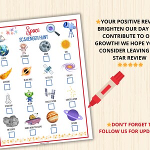Space Scavenger Hunt,outer Space Treasure Hunt,galaxy Universe Activity ...