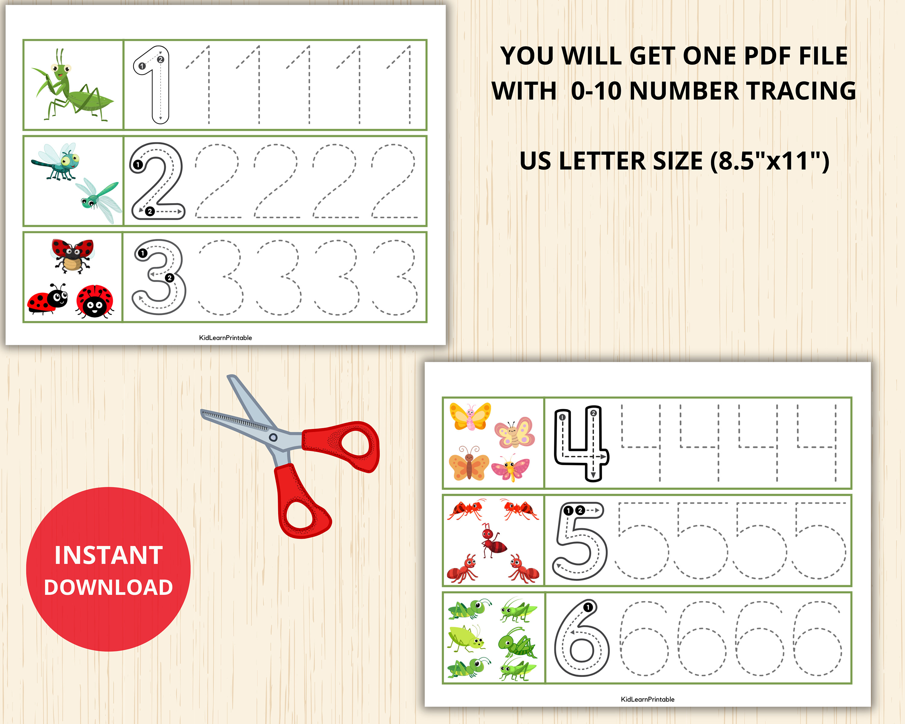 Insect Number Tracing,handwriting Practice Worksheets,writing Skills ...