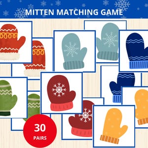 Mitten Matching Game,winter Matching Game,winter Preschool Activity ...