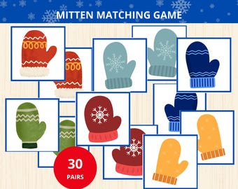 Mitten Matching Game,winter Matching Game,winter Preschool Activity ...