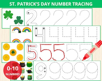 St. Patrick's Number Tracing,st Patricks Tracing Whorksheets,spring ...