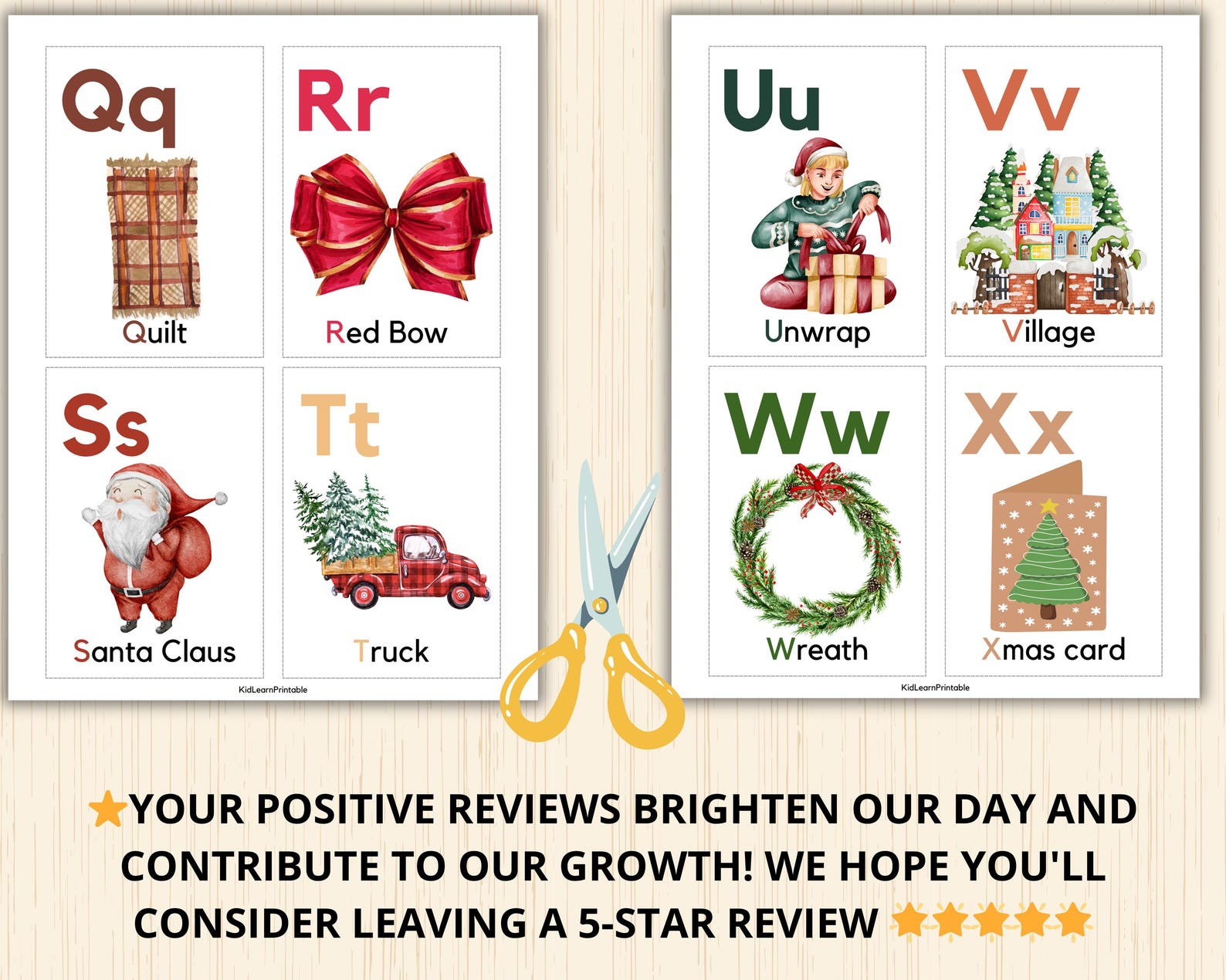Christmas Alphabet Cards,christmas Cards for Kids,christmas Flashcards ...