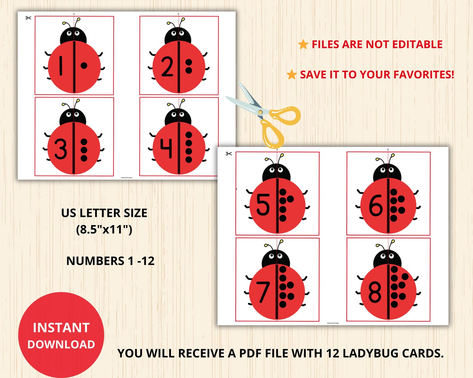 Ladybug Number Match,preschool Math Game,ladybug Puzzle,prek Math ...