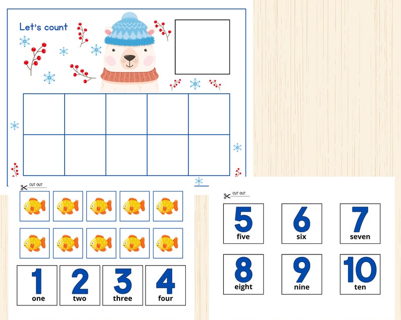 Winter Counting Practice 1-10,count Match,matching Activity,preschool ...
