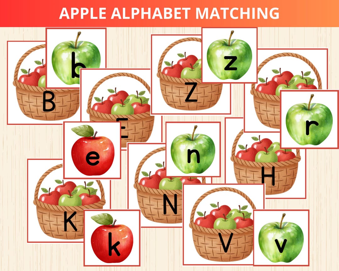 Apple Alphabet Matching,kindergarten Letters Game,autumn Busy Bag,apple ...