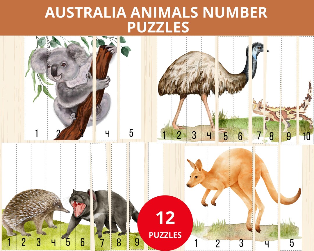 Australian Animals Number Puzzles,animals Number Sequence,australia ...