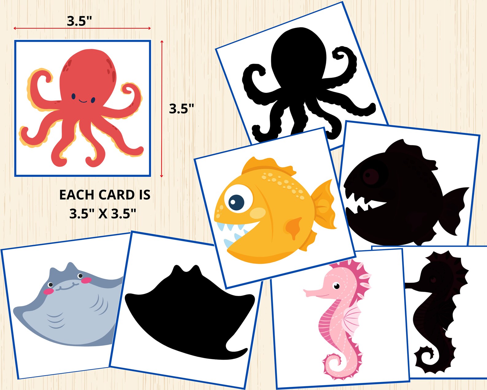 Ocean Animals Shadow Matching Cards,sea Animals Shadow,sea Animals ...
