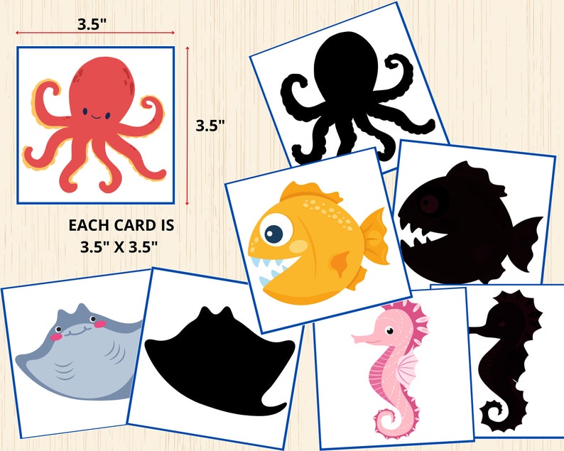 Ocean Animals Shadow Matching Cards,sea Animals Shadow,sea Animals ...