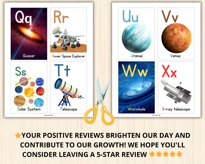 Outer Space Alphabet Flashcard,space ABC Cards,space Vocabulary,space ...