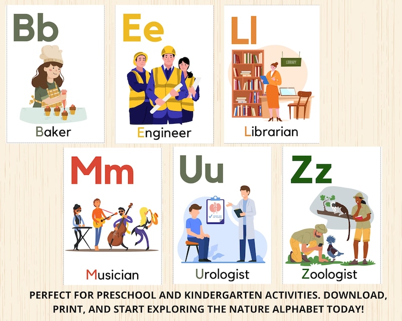 Occupation Alphabet Flashcards,alphabet Job Flashcards,profession Abc ...