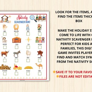 Nativity Scavenger Hunt,christmas Scavenger With Card,nativity Scene ...