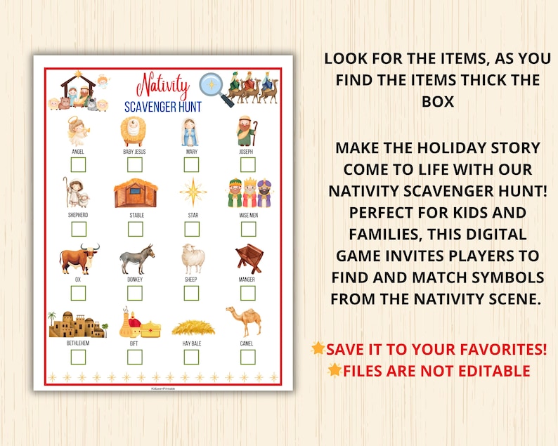 Nativity Scavenger Hunt,christmas Scavenger With Card,nativity Scene ...