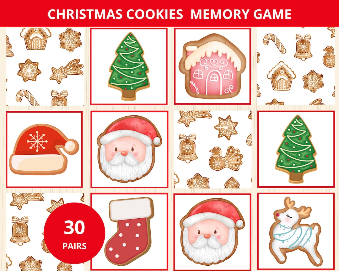 Christmas Cookies Memory Game,christmas Matching Game,xmas Memory Match ...