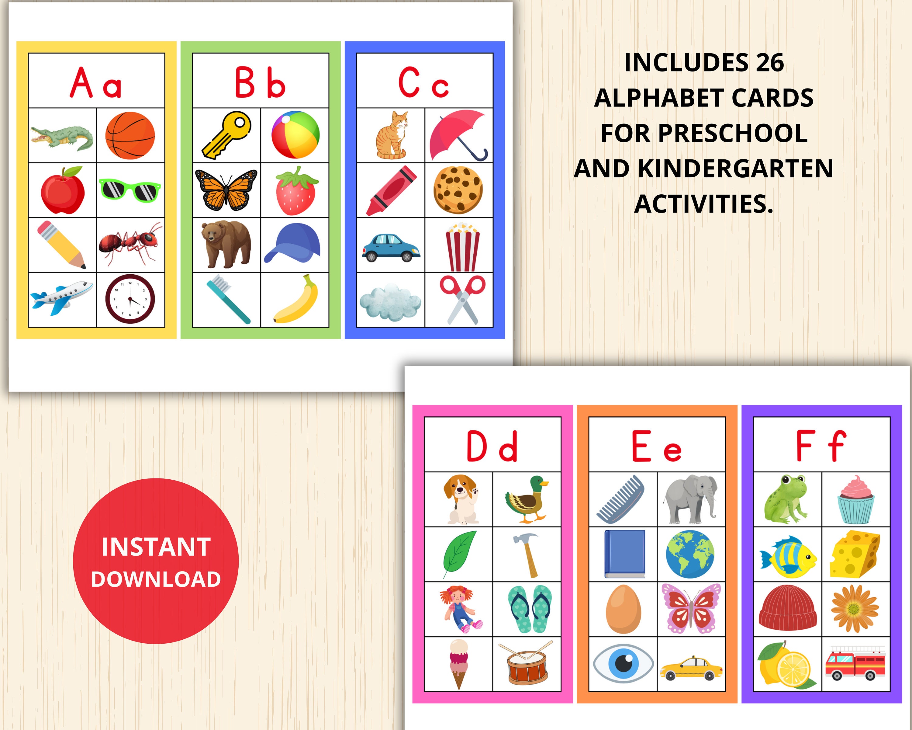 Alphabet Clip Cards,montessori Alphabet Cards,phonics Printable ...