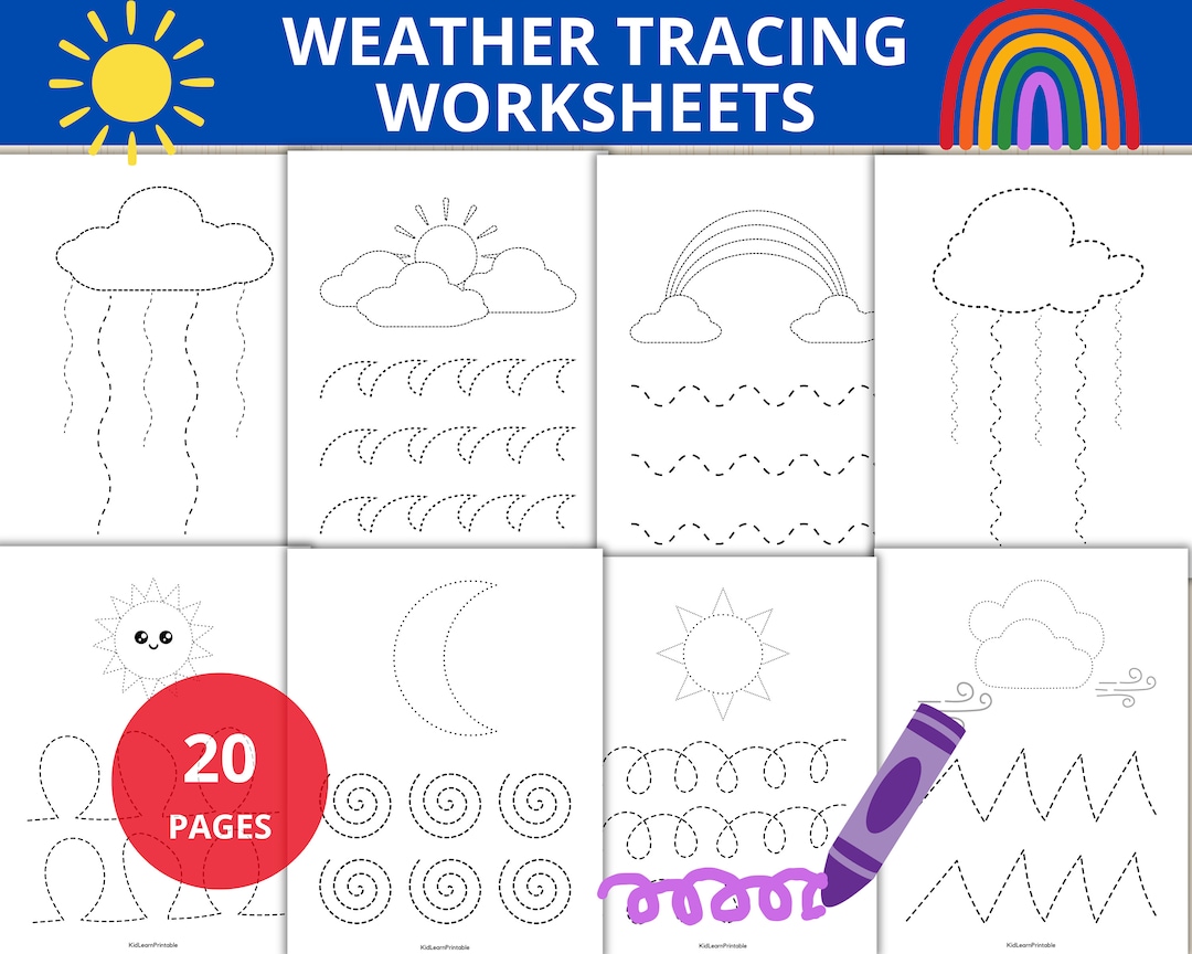 Weather Tracing Worksheets,weather Preschool,weather Activities ...