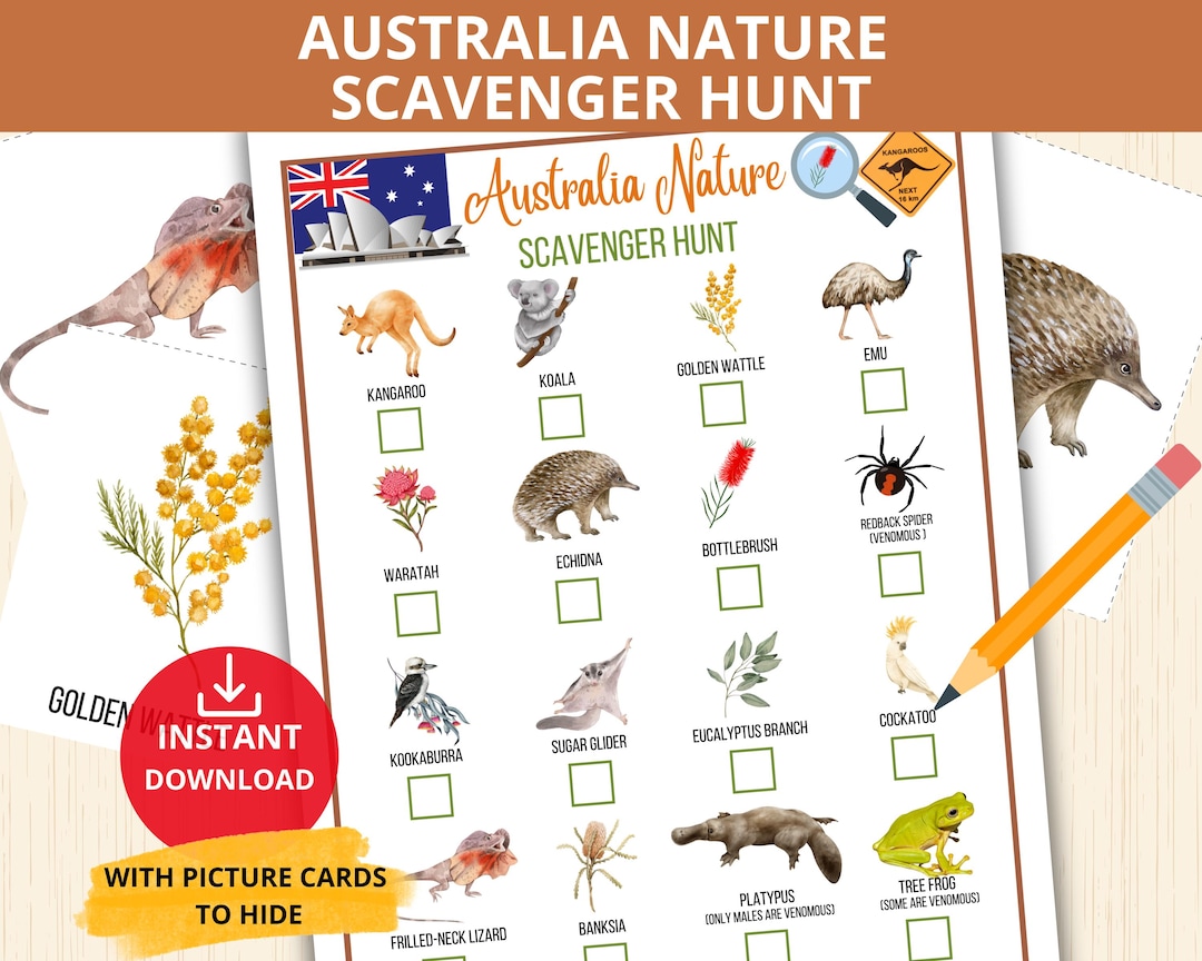 Australia Scavenger Hunt,australian Nature Hunt,australian Activity ...