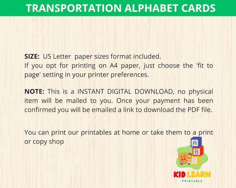 Vehicles Alphabet,transportation Alphabet Flash Cards,alphabet ...