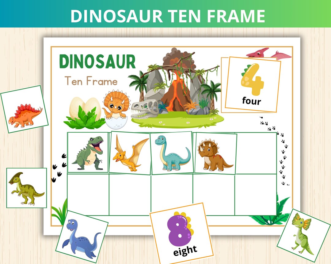 Dinosaur Ten Frame,dinosaur Birthday Game,dinosaur Activity,numbers 1 ...