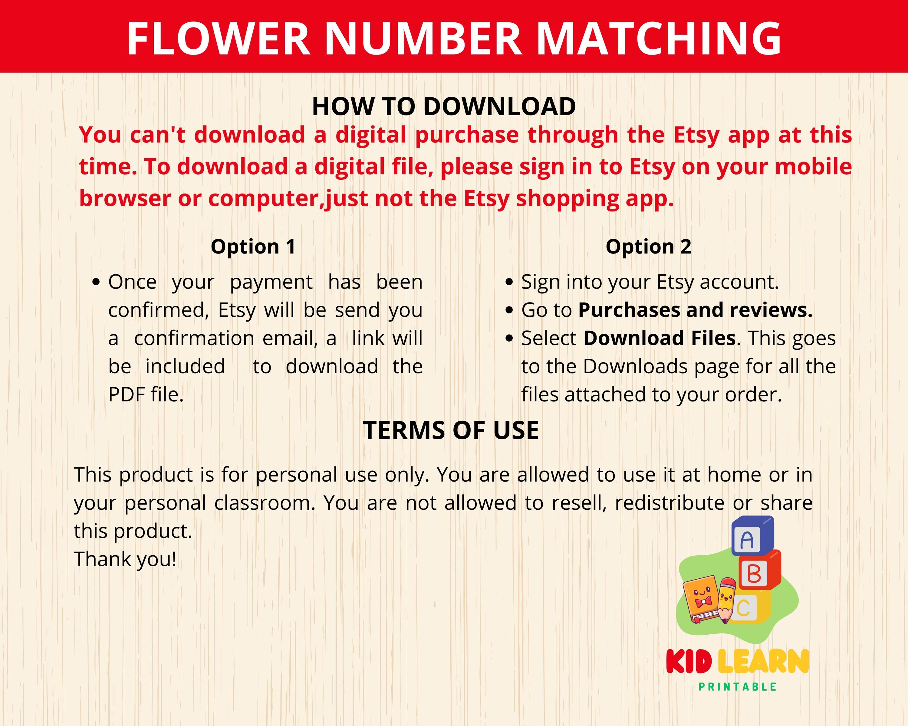 Flower Number Matching,spring Counting Number,spring Preschool Activity ...